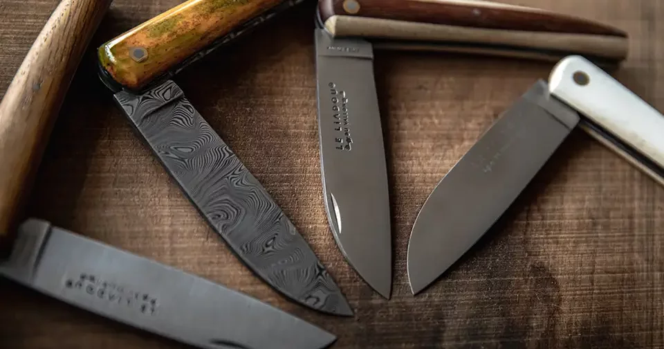 Damascus knife luxury French cutlery – Liadou du Vallon pocketknife